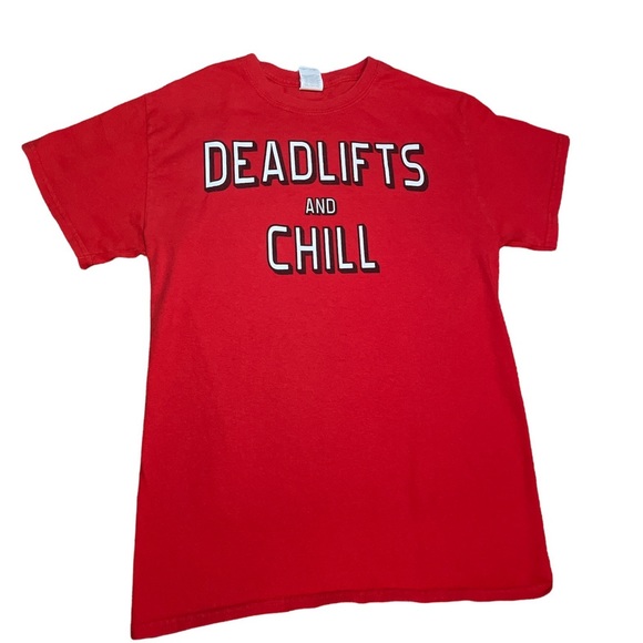 Gildan | Shirts | Mens Red White And Black Gildan Deadlifts And Chill ...